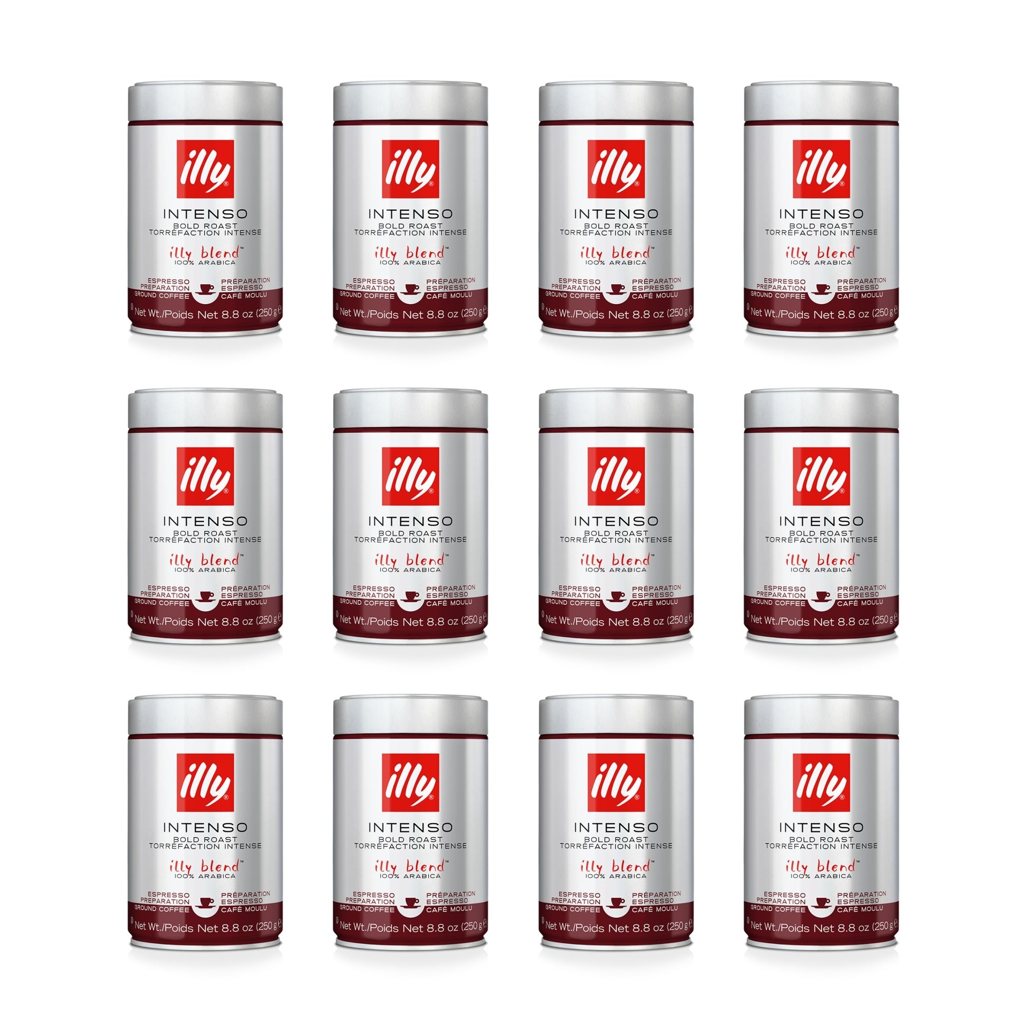 Illy 12 barattoli da 250 gr di caffè macinato espresso tostato intenso